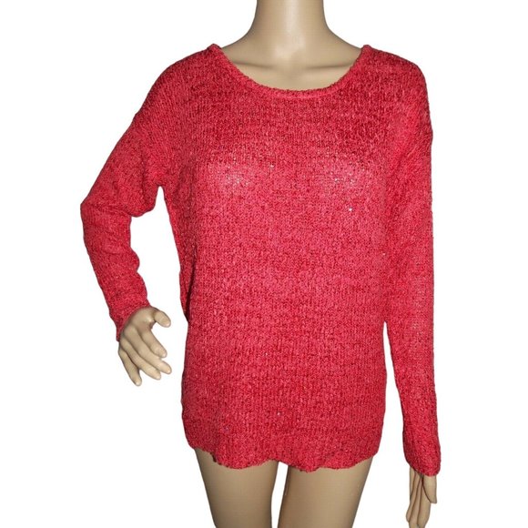Miracle | Sweaters | Miracle Sweater Size Ml Pretty Coral Orange Sequin ...